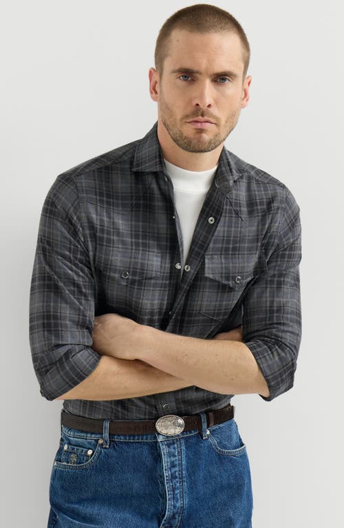BRUNELLO CUCINELLI cotton madras western shirt